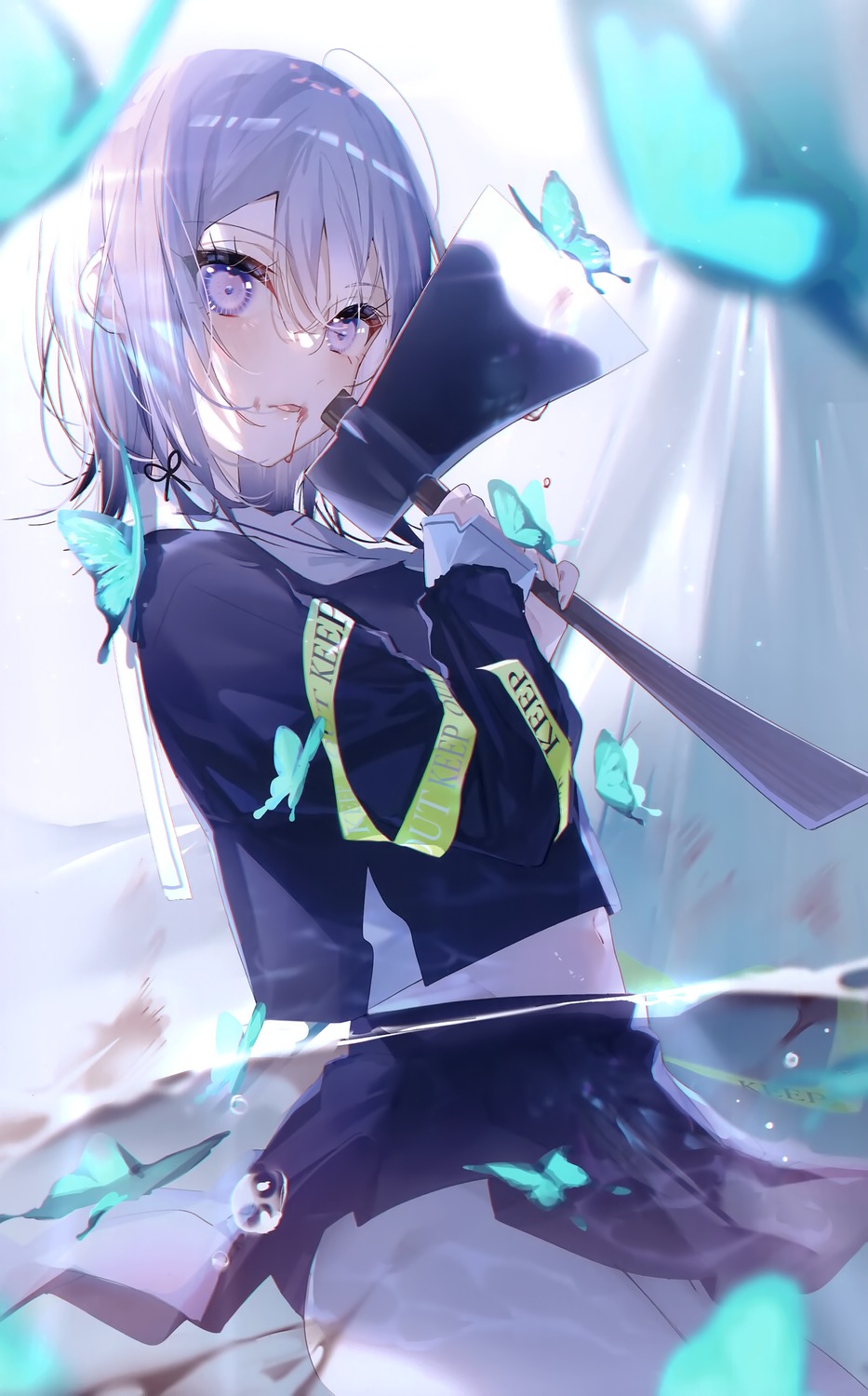 miwano ragu blood seifuku skirt lift weapon wet | #1066011 | yande.re